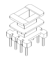 EE10 Bobbin, 4+4 Pins, 2 Section - Transformer & Inductor materials and ...